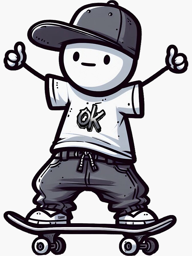 "OkMan Skater - Stickman Crew #2" Sticker for Sale by TheRumblingNerd ...