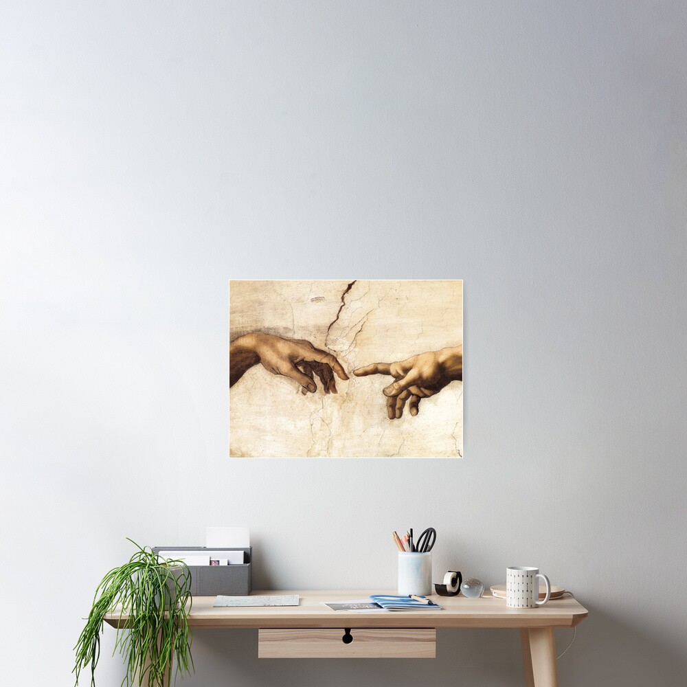 "The Creation of Adam Michelangelo Painting" Poster for Sale by ...