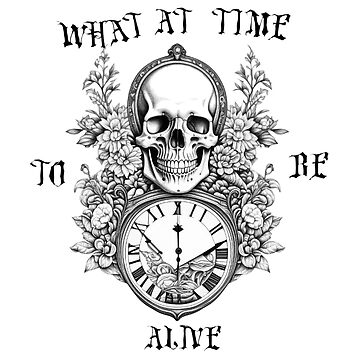 Pegatina con la obra «"Reloj de Calavera: 'Qué momento para estar vivo ...