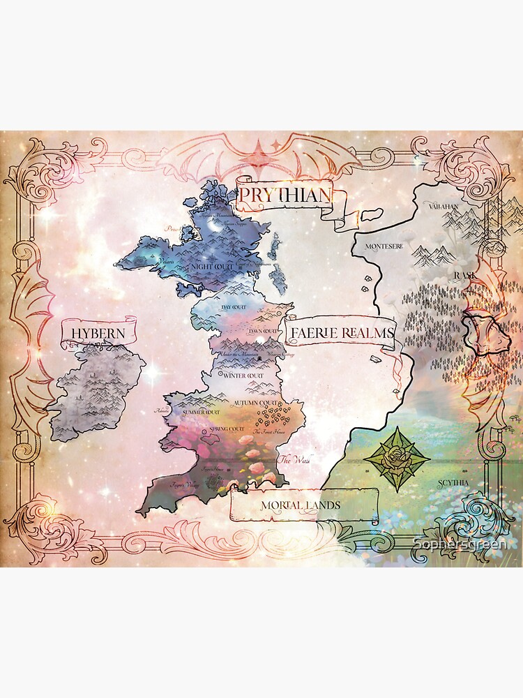 "Feyre’s Prythian Map" Sticker for Sale by Sophersgreen | Redbubble