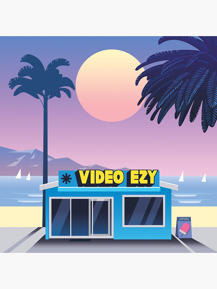 "Video Ezy - 80s videostore by the beach" Sticker for Sale by ...