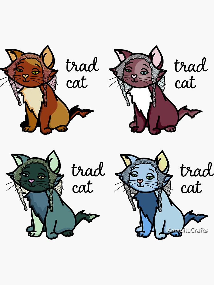 "Trad Cats four set" Sticker for Sale by AmanitaCrafts | Redbubble
