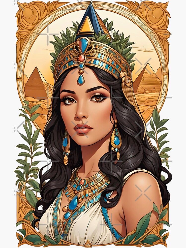 "Cleopatra Queen of Egypt retro vintage floral design" Sticker for Sale ...