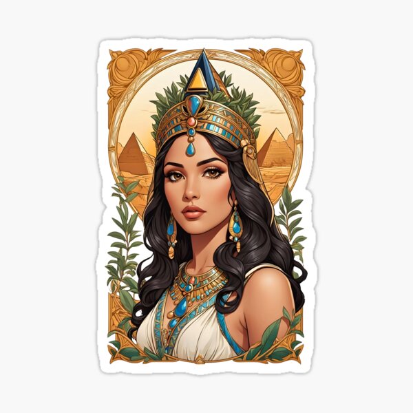 "Cleopatra Queen of Egypt retro vintage floral design" Sticker for Sale ...