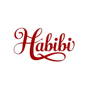 ""Habibi" Red Cursive Typography Serifs" Sticker for Sale by ...