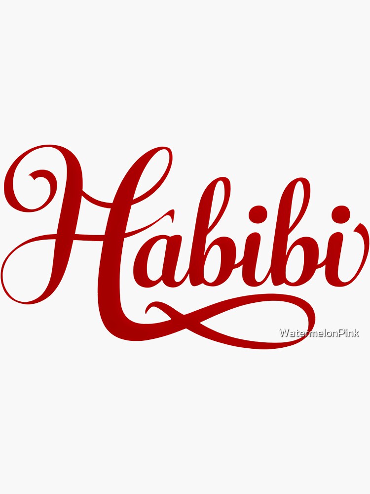 ""Habibi" Red Cursive Typography Serifs" Sticker for Sale by ...