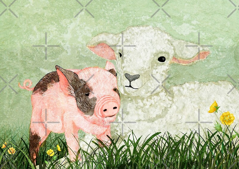 "Lamb and piglet" by katherineblower | Redbubble