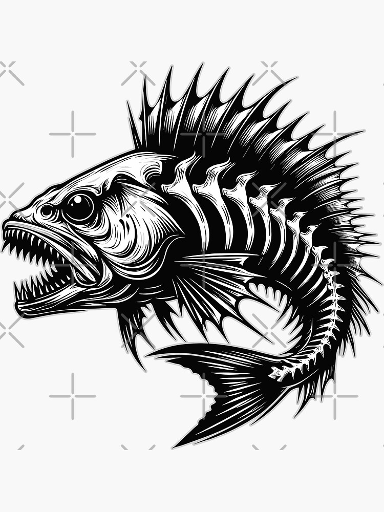 "Weird Looking Fish - Best Fishbone Fishing Graphic" Sticker for Sale by Daqomm | Redbubble
