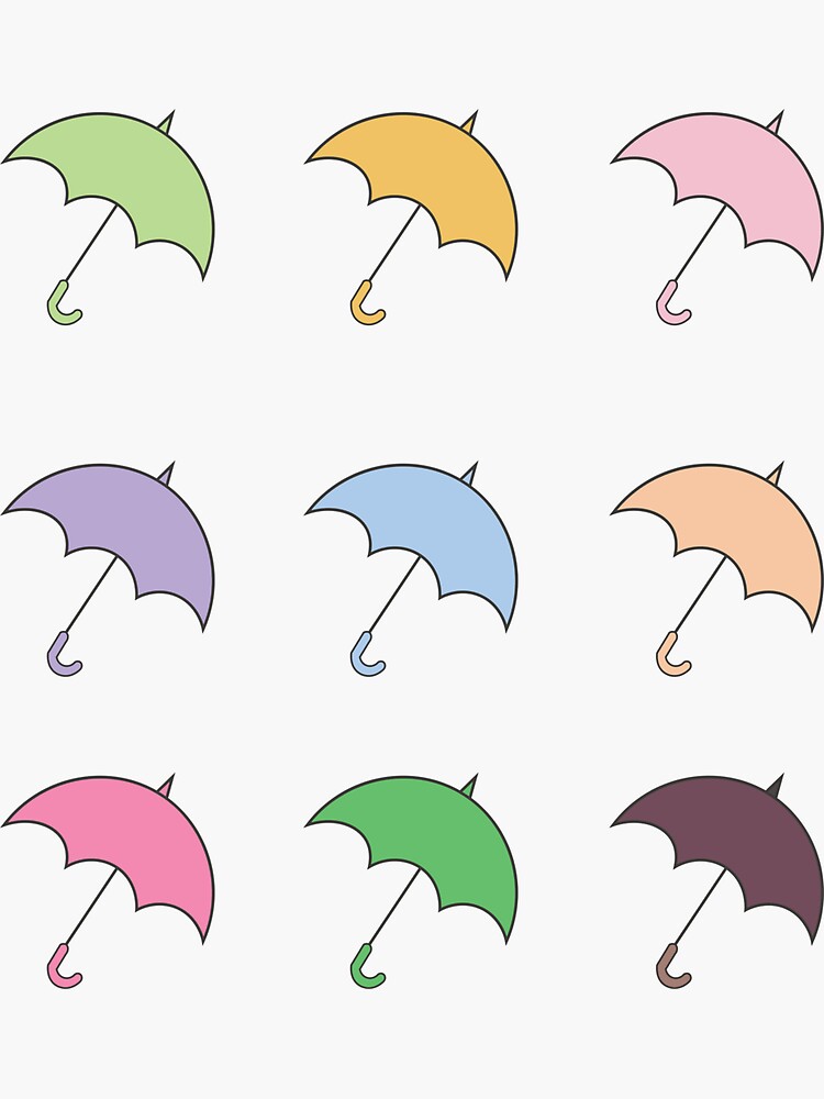 "9 cute Doodle umbrella pack" Sticker for Sale by CuteArtPack | Redbubble