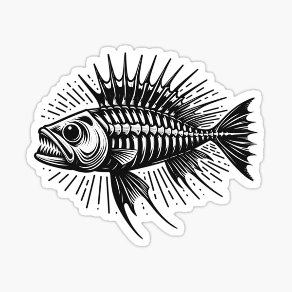 "Weird Fishbone - Cool & Funny Fish Graphic" Sticker for Sale by Daqomm ...