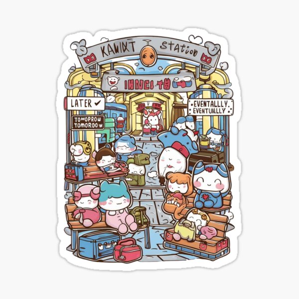 "Procrastination Station - Kawaii" Sticker for Sale by Rockin-Rainbow ...