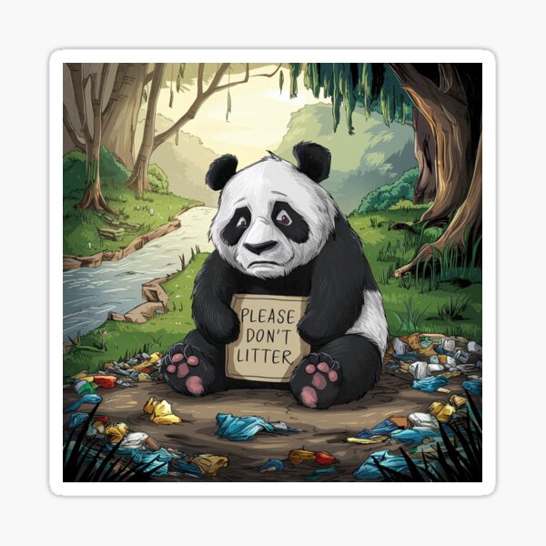 "Please Don't Litter - Animal Panda Lover Earth Day Recycle " Sticker ...