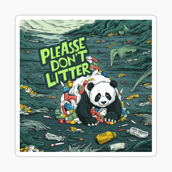 "Please Don't Litter - Animal Panda Lover Earth Day Recycle " Sticker ...