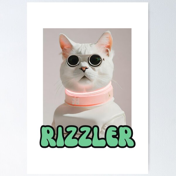 "The Rizzler Cat with Sunglasses - Funny Rizz - Rizz meme " Poster for ...