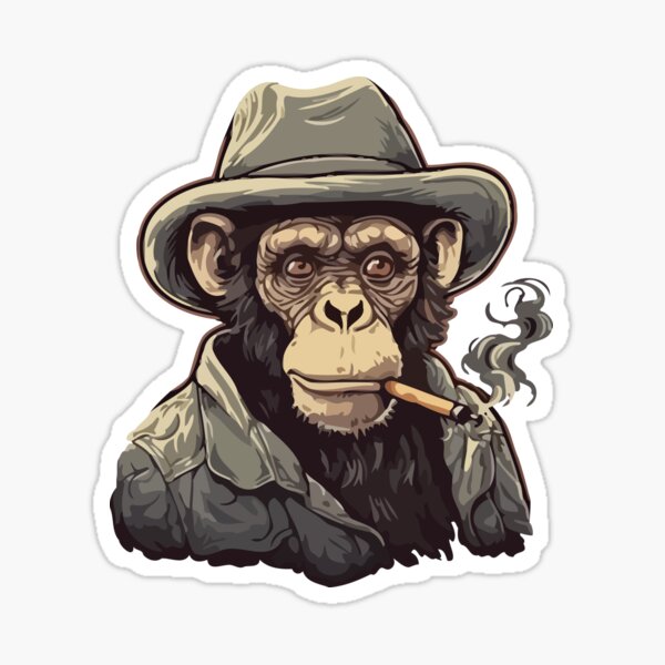 "Monkey smoking Cigarette" Sticker for Sale by Amir Faysal | Redbubble