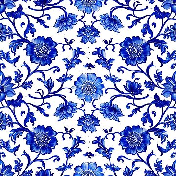 "Royal Delft Blue Flower Pattern" Sticker for Sale by GrinGalore ...