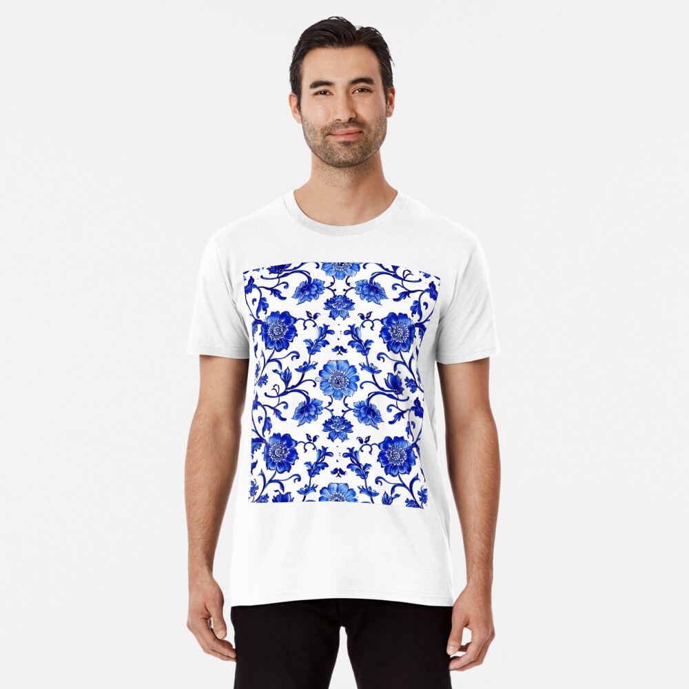 "Royal Delft Blue Flower Pattern" Sticker for Sale by GrinGalore ...