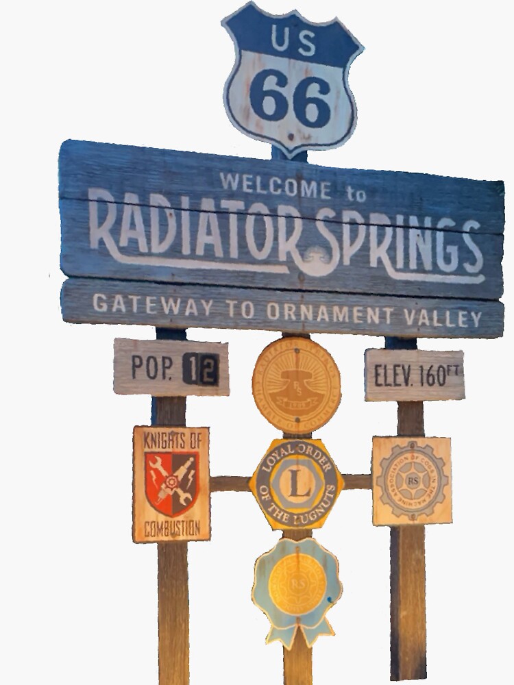 "radiator springs sign " Sticker for Sale by Chlosstickers | Redbubble