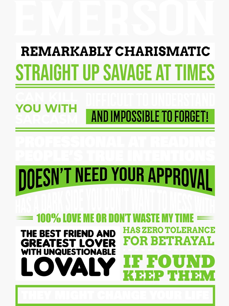 "Emerson Girl Name Definition" Sticker for Sale by Share-me | Redbubble