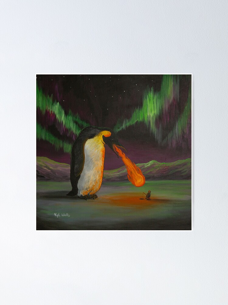 "Giant Fire-Breathing Penguin" Poster for Sale by Kyli Walls | Redbubble