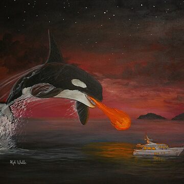 "Giant Fire-breathing Orca" Sticker for Sale by kyliwalls | Redbubble