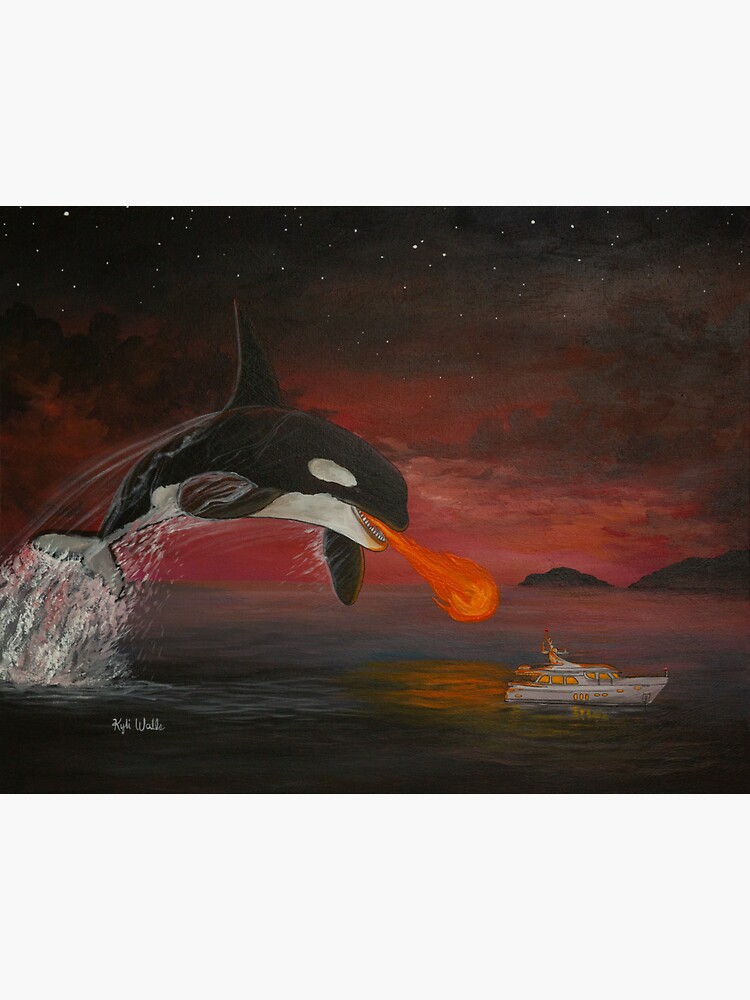 "Giant Fire-breathing Orca" Sticker for Sale by kyliwalls | Redbubble