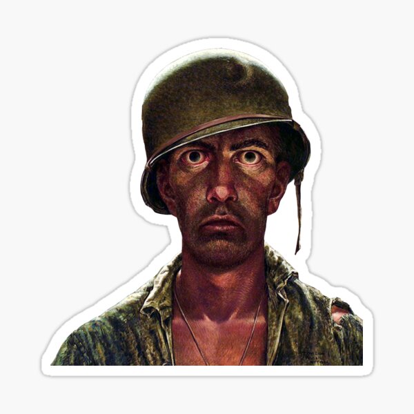 "Traumatized soldier" Sticker by Juicingmania | Redbubble