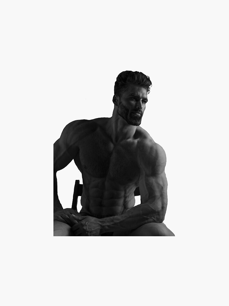 "Sitting Giga Chad" Sticker by Juicingmania | Redbubble