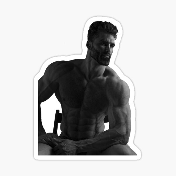 "Sitting Giga Chad" Sticker by Juicingmania | Redbubble