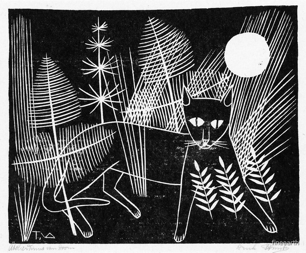 "Cat Block Print" by vintage wall art | Redbubble