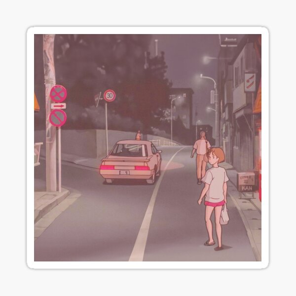 "Nightwalk 90's Pastel Anime Aesthetic" Sticker by FlothWest | Redbubble