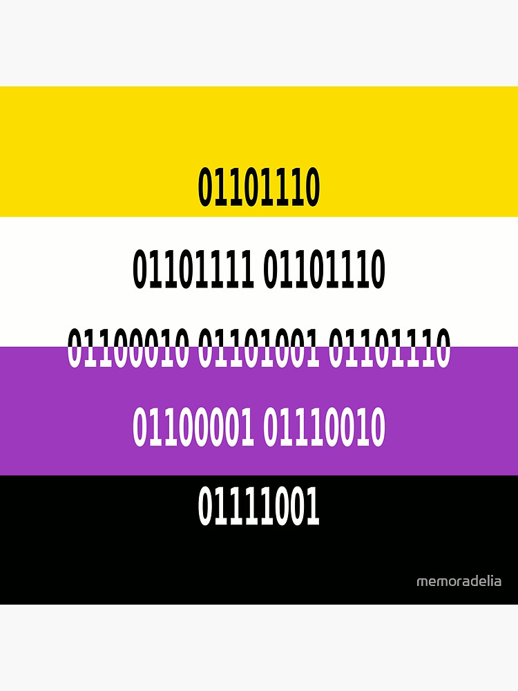 "'NONBINARY' in Binary Code on Non-Binary Flag" Sticker by memoradelia ...