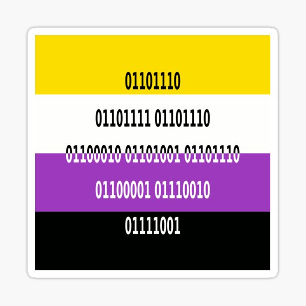 "'NONBINARY' in Binary Code on Non-Binary Flag" Sticker by memoradelia ...
