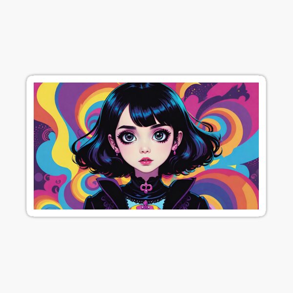 "Colorful cute Gothic anime girl" Sticker for Sale by Chourtnii | Redbubble