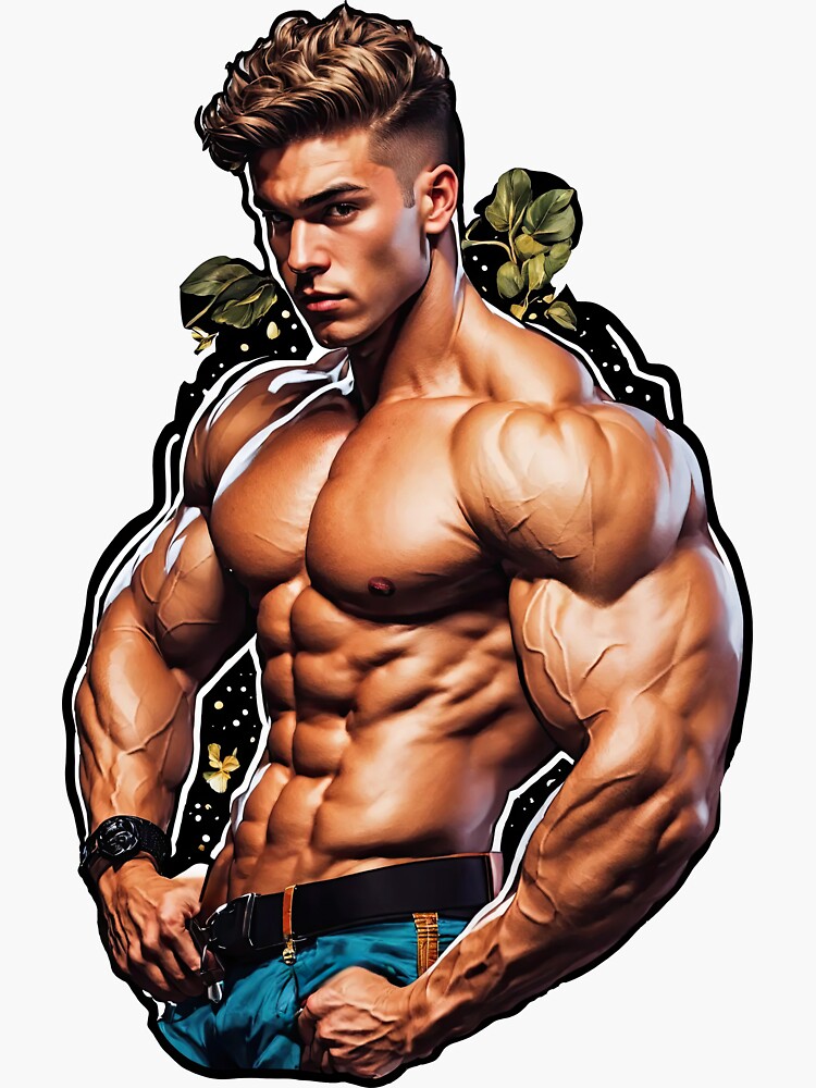 "Muscles Handsome Man" Sticker for Sale by ChanningsPinups | Redbubble