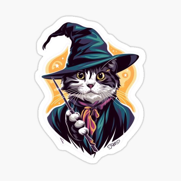 "Wizard cat" Sticker for Sale by Tajdi | Redbubble