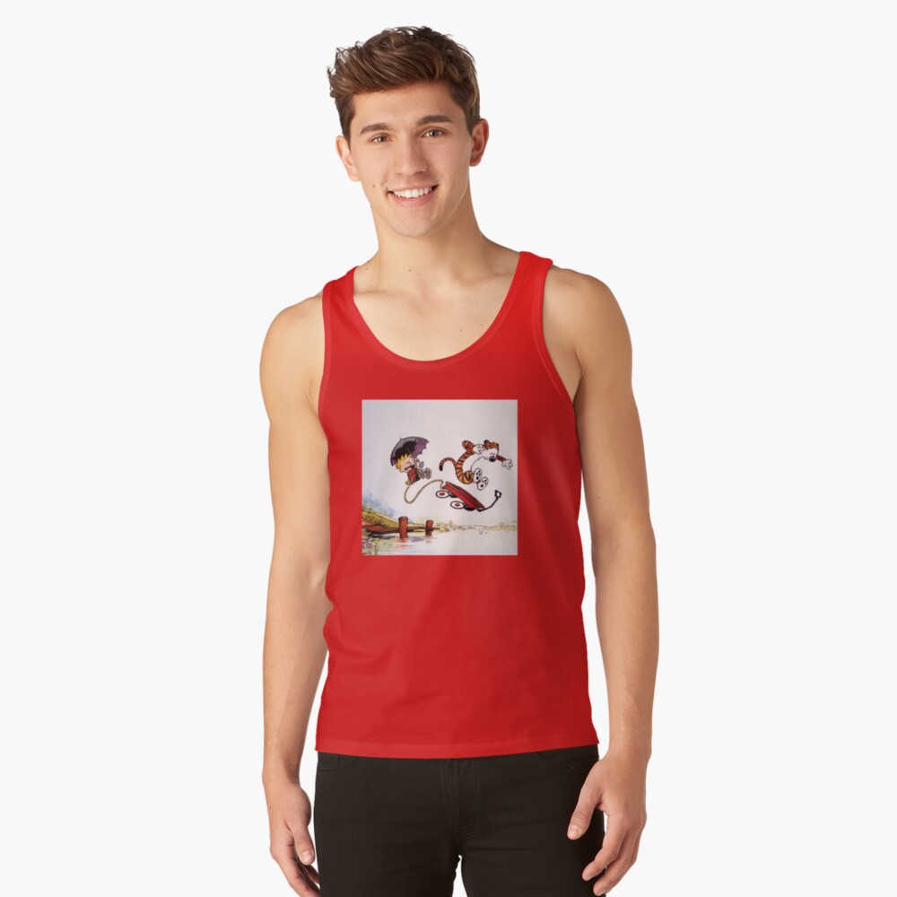 "Calvin and Hobbes Flying Red Wagon" Sticker for Sale by XXXLLEMONADE ...