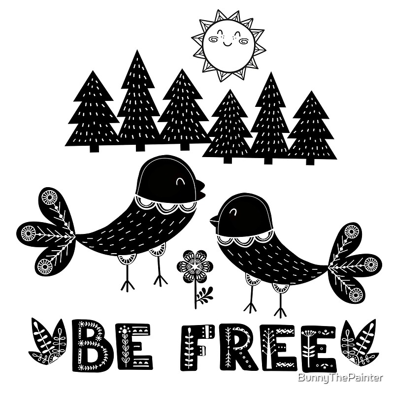"Be Free Birds In Cute Scandinavian Style" by BunnyThePainter | Redbubble