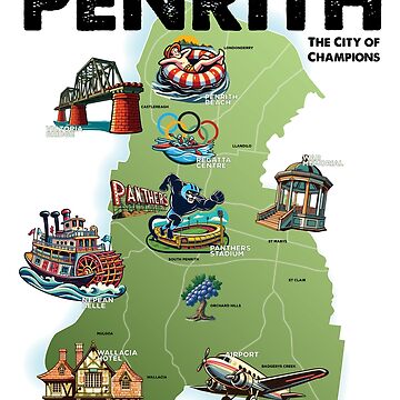 "Penrith Landmarks Map - v2" Sticker for Sale by The Western Weekender ...