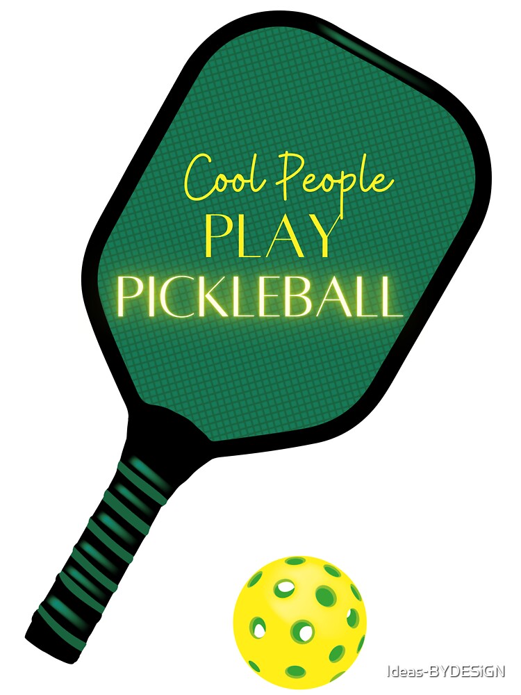 "Cool People Play Pickleball paddle ball green and yellow" Sticker for ...