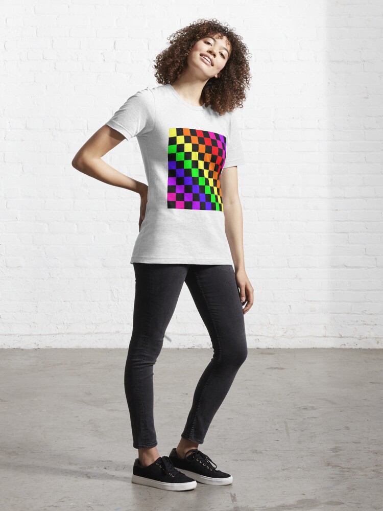 "Black Rainbow Checkerboard Pattern" T-shirt for Sale by Lainey1978 ...