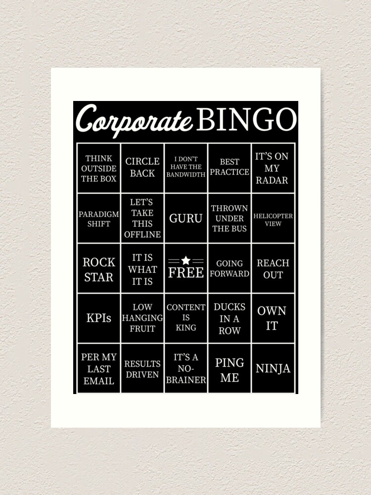 "Corporate Jargon Buzzword Bingo Card" Art Print by itsrturn | Redbubble