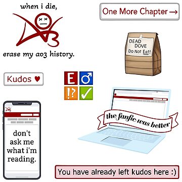 "Ao3 Sticker Pack #2" Sticker for Sale by weightyghosts | Redbubble