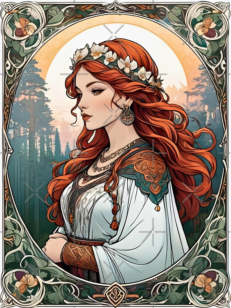 "Queen Boudica folklore art retro vintage floral design" Sticker for ...