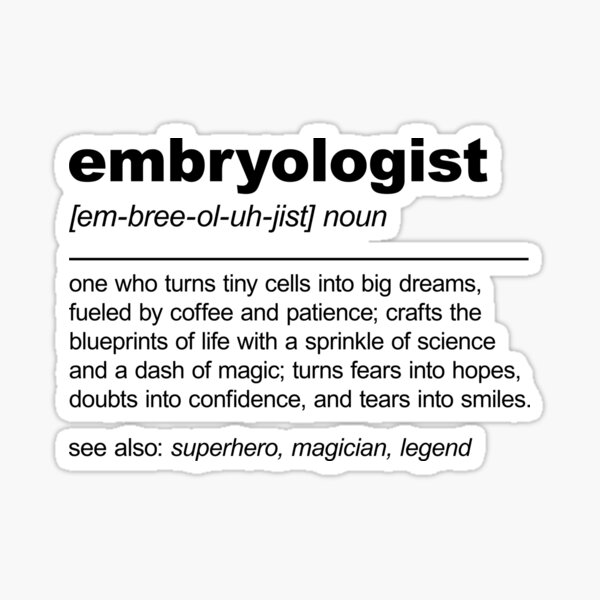 "Funny Embryologist Definition Embryology Graduation" Sticker for Sale ...