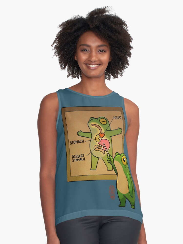 "cute pudgy frog showing dessert stomach diagram asian artwork" Sticker ...