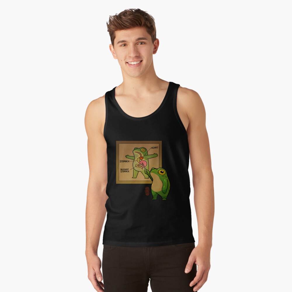 "cute pudgy frog showing dessert stomach diagram asian artwork" Sticker ...