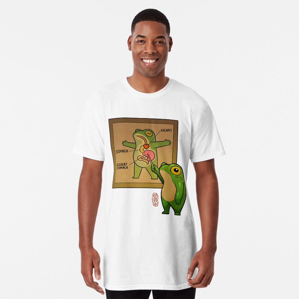 "cute pudgy frog showing dessert stomach diagram asian artwork" Sticker ...