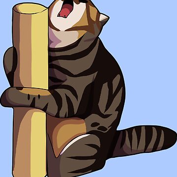 "Cat Screaming on Scratching Post Meme" Sticker by lordkndy | Redbubble