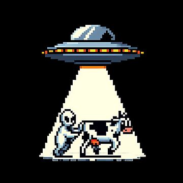 "UFO Cow Abduction Pixel Art" Sticker for Sale by olegsh7 | Redbubble